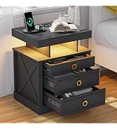 Amazon.com: HENBC Nightstand with Gun Drawers, LED Night Stand with ...