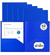 Amazon.com : ViVin 6-Pack Plastic Folders with Pockets, Sturdy 3 Prong Folders with Labels and ...