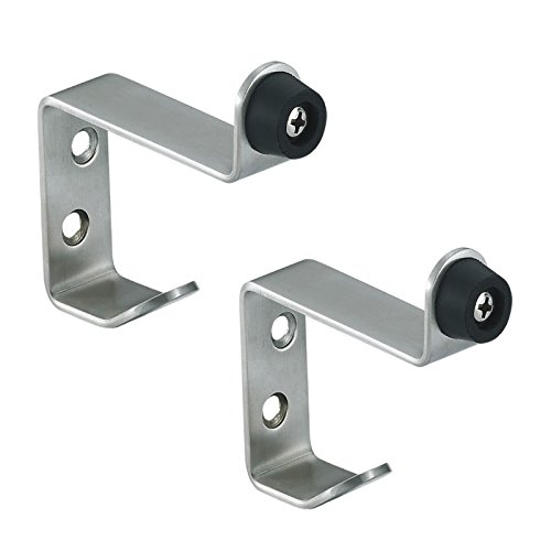 2 x Single Hat and Coat Hook with Rubber Door Stopper in Satin ...