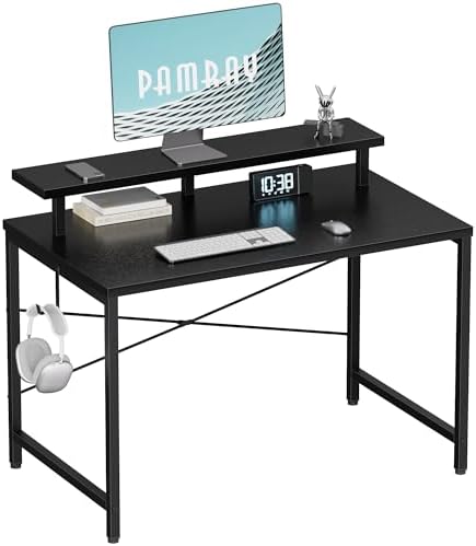 Amazon.com: Pamray 32 Inch Small Computer Desk with Monitor Stand ...