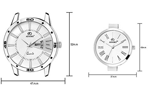 ADAMO Couple Combo White Dial Men's & Women's Watch A814SM01-2480SM01 ...