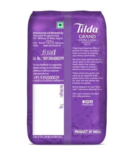 Tilda Grand Extra Long Basmati Rice |Biryani and Pulao Basmati Rice for ...