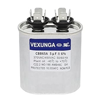 VEXUNGA 5uF 370/440VAC 50/60Hz CBB65 CBB65A Oval Run Start Capacitor 5 MFD 370V/440V Air ...