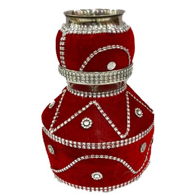 Buy THAKURJI Gharoli Set - 2 Red Metal Oval Gharoli with Polka Dots ...