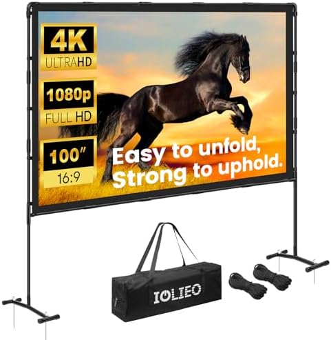 Amazon.com: Projector Screen with Stand, 120 Inch, 16:9 Outdoor ...