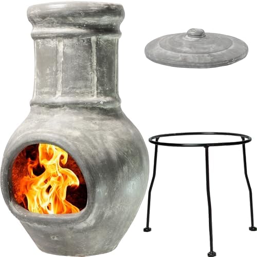 Amazon.com : Wiosi Medium Chiminea Outdoor Fireplace Clay Chimineas ...
