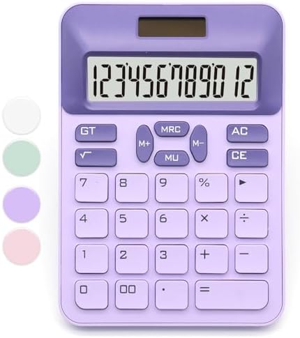 Purple Calculator,Basic Office Calculator with 12 Digit LCD Display ...