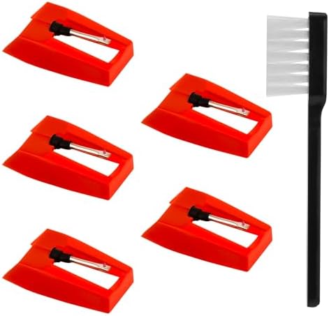 5pcs Record Player Needles, with Cleaner Brush Turntable Stylus Diamond ...