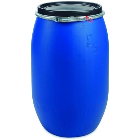 INVOPAK 2 x 30 Litre Plastic Blue Open Top Barrel with Lid & Ring UN ...