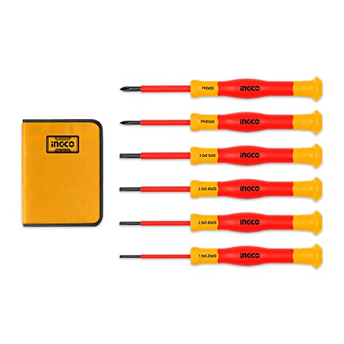 INGCO 6Pcs Insulated Precision Screwdriver Set Electrician Screwdriver ...