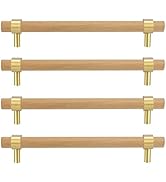 foxwake Wood and Silver Cabinet Handles Pull 10Pcs Adjustable Double ...