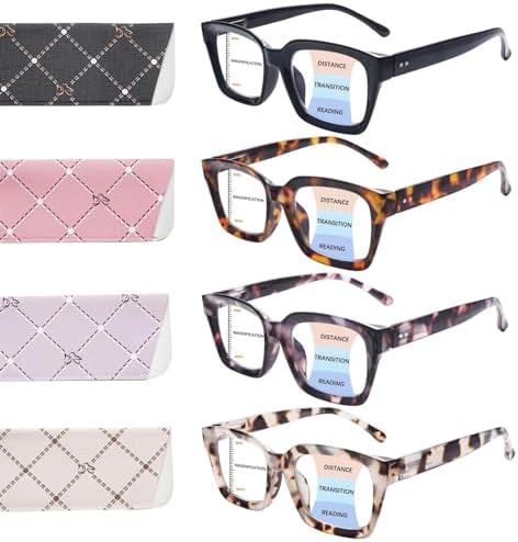 Amazon.com: COJWIS Progressive Multifocus Reading Glasses Blue Light ...