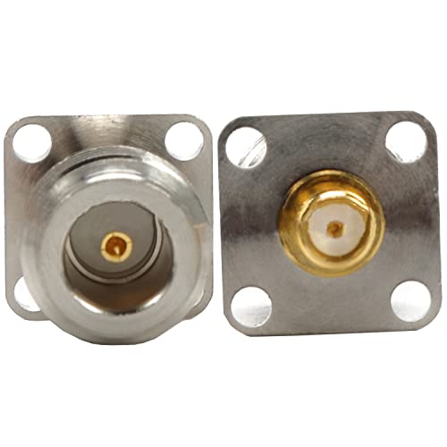 Fohevers 2 Pcs SMA Female to N Type Female Panel Mount Connector 4-hole ...