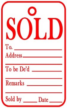 Amazon.com : Sold Tags - Heavy Duty Weatherproof - Pack of 100 Red ...