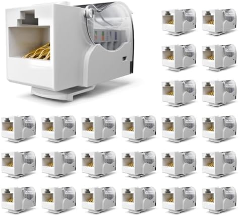 VCE Cat6 Keystone Jack Toolless 25-Pack, Slim Profile RJ45 Jack Insert ...