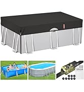 Amazon.com : LXKCKJ 7x13 FT Oval Pool Cover with Above Ground Pools ...