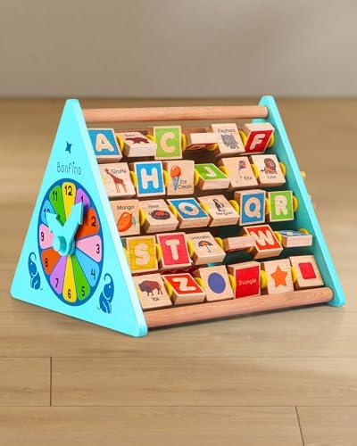Bonfino Wooden 5 in 1 Educational Activity Triangle Toy for Kids|Abacus ...