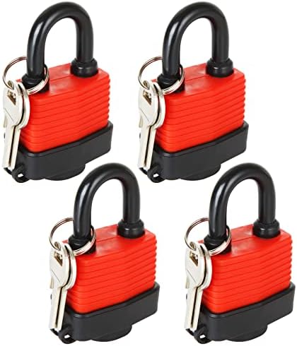 DAJAVE 4 Pack Waterproof Padlock with Key, Heavy Duty Covered Laminated ...