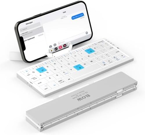 BRIMFORD Folding Bluetooth Keyboard with Magnetic Stand, Aluminum Alloy ...
