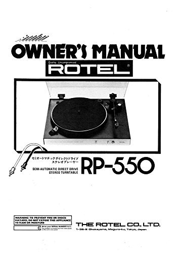 Instruction Manual for Rotel RP-550 Turntable Owners Instruction Manual ...