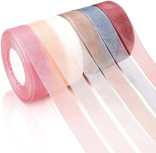 HASTHIP® 3 Rolls Chiffon Ribbon Fringe Chiffon Silk Ribbon 1.5" x 7Yd ...