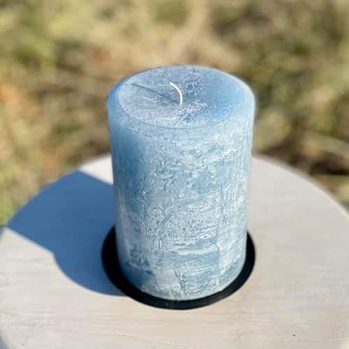 Amazon.com: Slate Blue Gray Rustic Textured Unscented Block Pillar ...
