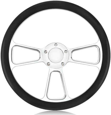 Amazon.com: QYMOPAY 5-hole 5-bolt Steering Wheel, 14 Inch Leather ...