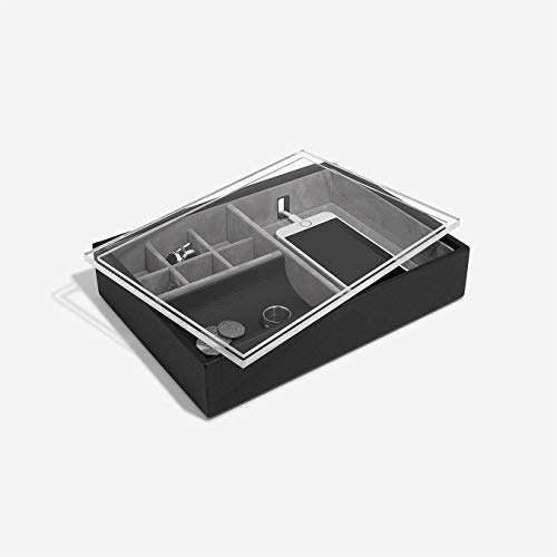 Stackers Pebble Black Valet Tray with Acrylic Display Lid - BigaMart