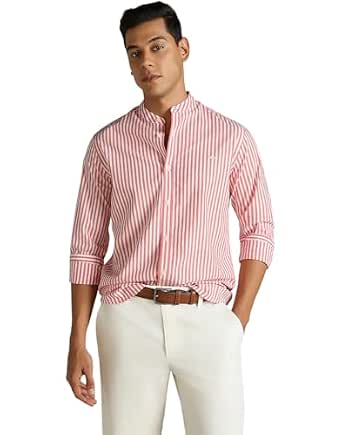 Dockers Men's Striped Classic Fit Shirt (DKSH000038_RED : Amazon.in ...