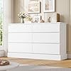 Amazon.com: DICTAC 6 Drawers Dresser for Bedroom, White Modern Chest of ...