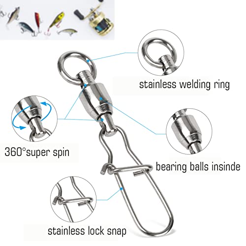 AMYSPORTS Duo Lock Snap Fishing Swivels Stainless Barrel Swivels ...