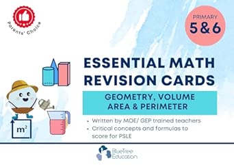 BlueTree Education Essential Math Revision Cards for Primary 5 & 6, Geometry Volume Area ...