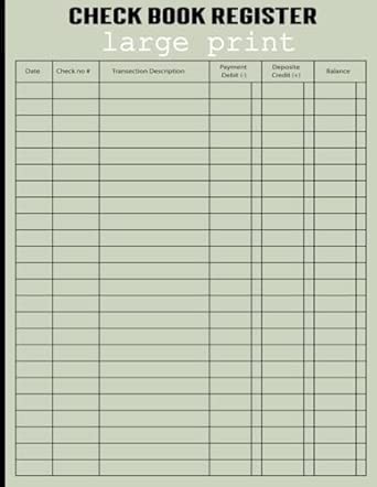Amazon.com: Large Print Check Book Register: Check Transaction Register ...