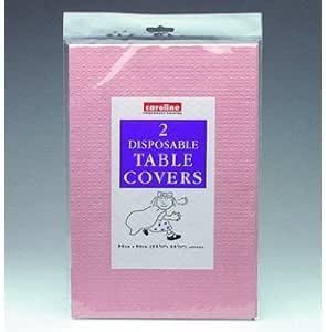 2 DISPOSABLE PAPER TABLE COVERS PER PACK SIZE 90CM x 90CM pink X 1 PAk ...
