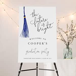 Amazon.com : The Future Is Bright Graduation Welcome Sign, Casual ...