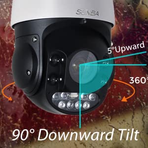 SUNBA 5MP IP PoE+ PTZ Camera Outdoor, 20x Optical Zoom, Two-Way Audio ...