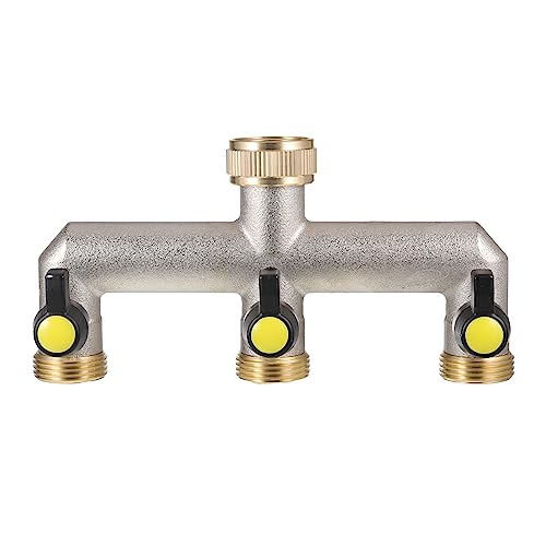 3 Way Brass Tap Splitter, 3/4 Inch Garden Hose Pipe Adapter, Hose Tap ...