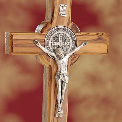 KASSIS Olive Wood St. Benedict Cross Benedictus Cross Wall Cross ...