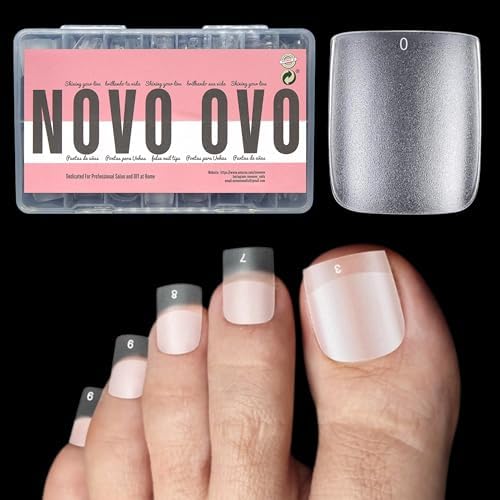 Amazon.com: NOVO OVO Long Square Toe Nail Tips Press on Full Cover ...