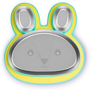 rabitat Hoppy Playte Anti Skid Stainless Steel Divided Plate Yellow - 2 ...