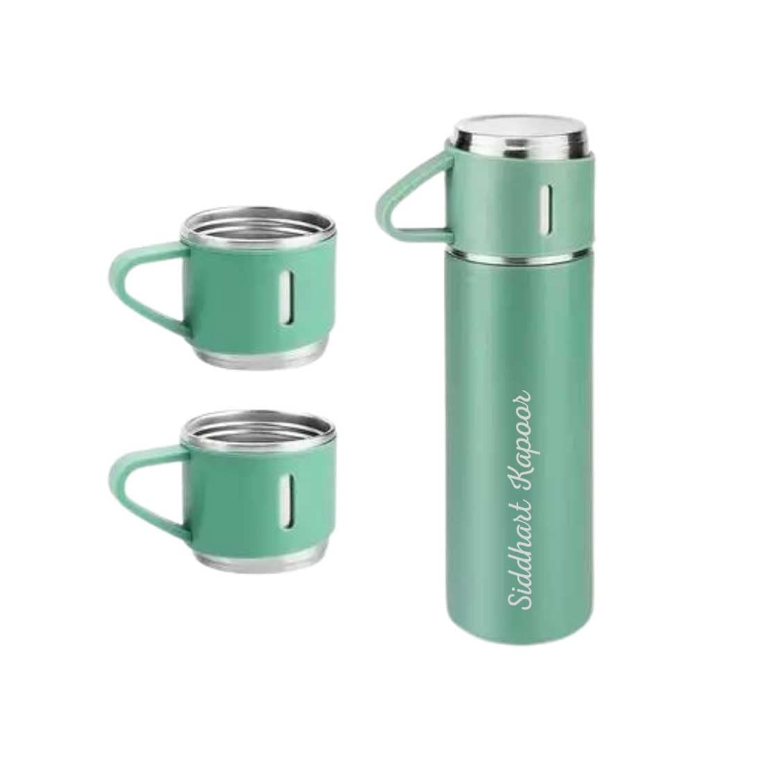 Customized Stainless Steel Vacuum Flask Set with 3 Steel Cups Combo for ...