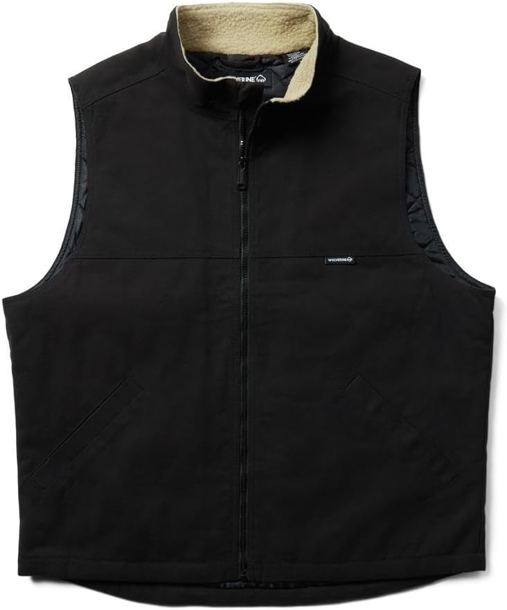 WOLVERINE Men's Sherpa Collar Canvas Vest, Black (as1, alpha, x_l ...