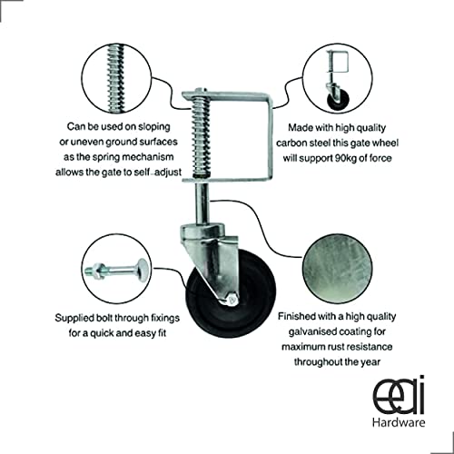 Gate Wheel, Galvanised, Spring Loaded, Swivel | 4 inch | Max Load 100kg ...
