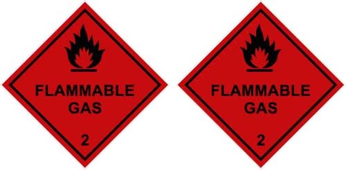Pack of 2 strong Magnetic, flammable gas 100mm x 100mm hazardous ...