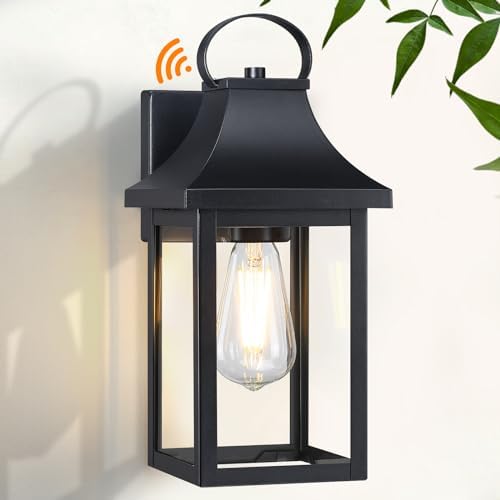 Lawyettle Dusk to Dawn Outdoor Wall Lantern 2-Light, 21" Large Outside Wall Sconce, Modern Black ...