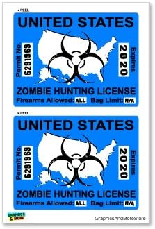 Amazon.com: Graphics and More Zombie Hunting License Permit Blue - Set ...