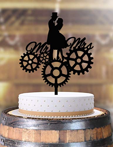 Amazon.com: Steampunk Wedding Cake Toppers Personalized Gears : Grocery ...