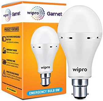 wipro Garnet 9w LED Emergency Bulb | Cool Day White (6500K) | B22 LED ...
