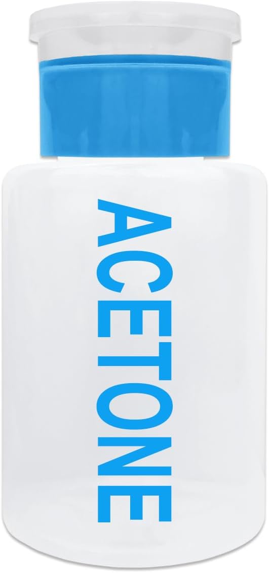 Amazon.com: Beauticom 6 Oz Blue Push Down Acetone Labeled Empty Bottle ...