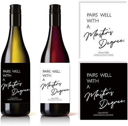 Amazon.com: 4 Pcs Master's Degree Wine Label, Pairs Well with A Master ...